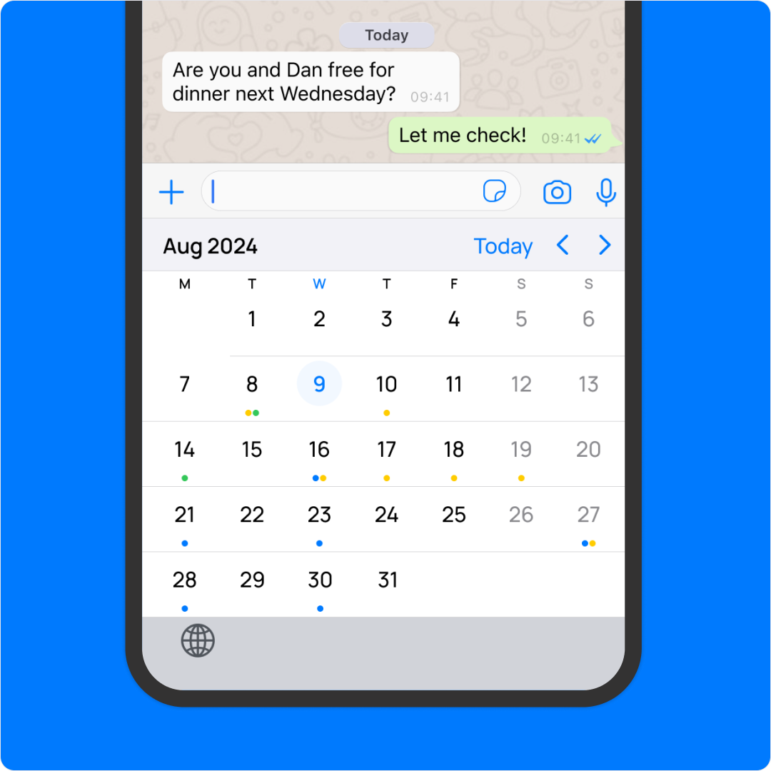 OurCal's Keyboard Extension for Shared Calendars